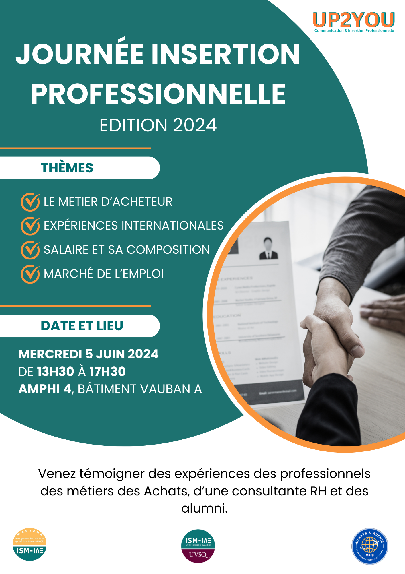 Journée Insertion Professionnelle du master MAQF - Edition 2024 - UVSQ